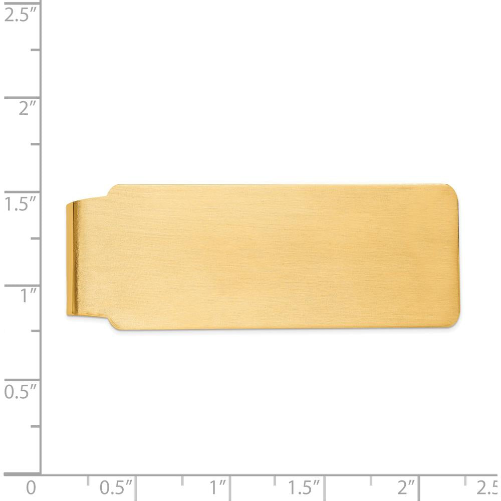 14K Yellow Gold Satin Finish Money Clip - Engravable, 52mm Length by O ...