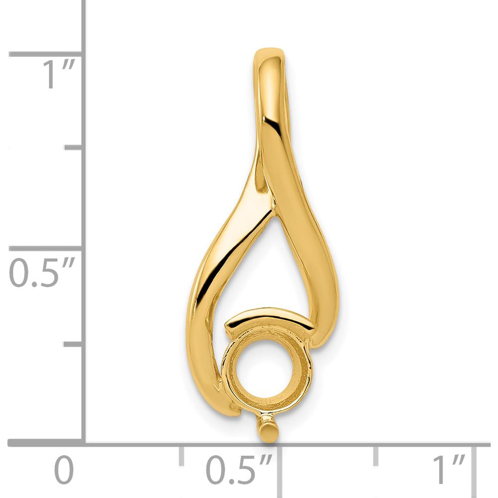 14K Yellow Gold Slide Pendant Mounting for 6.5mm Round Stone with Pron ...