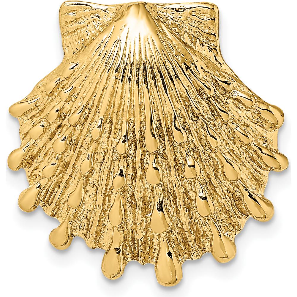 14K Yellow Gold Small Lion's Paw Shell Omega Slide Pendant - Textured ...