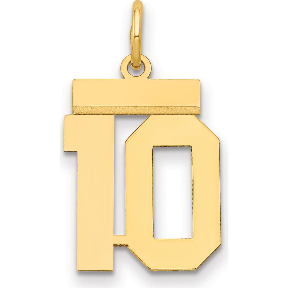 14K Yellow Gold Small Polished Number 10 Charm - Laser Cut Finish by O ...