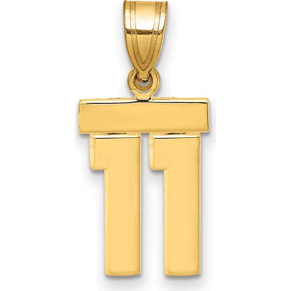 14K Yellow Gold Small Polished Number 11 Pendant Charm by Oro Pregiato ...