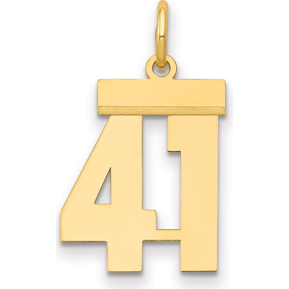 14K Yellow Gold Small Polished Number 41 Charm - Laser Cut Design by O ...