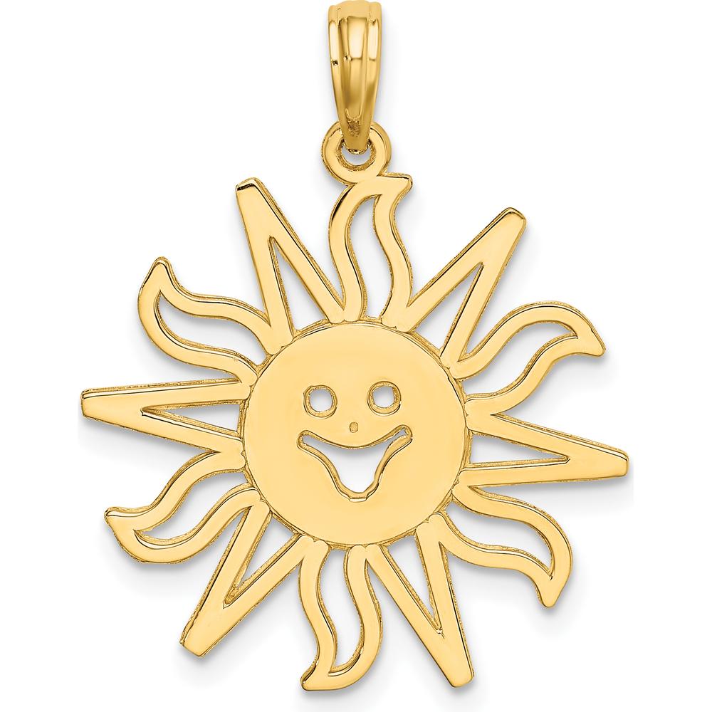 14K Yellow Gold Smiling Sun Charm - 27.5mm Length by Oro Pregiato ...
