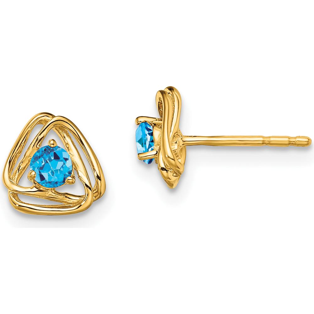 14K Yellow Gold Swiss Blue Topaz Button Post Earrings - 0.4 Carat Tota ...