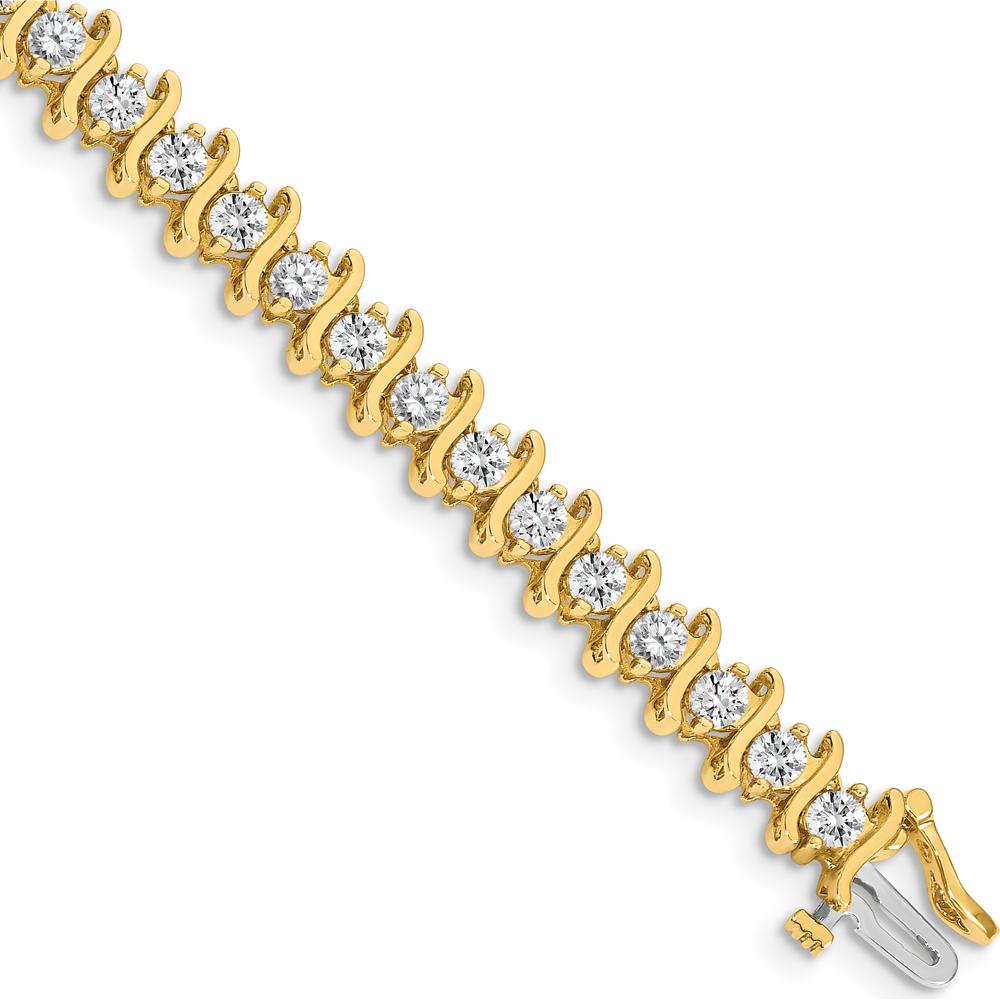 14K Yellow Gold Tennis Bracelet with 35 Round Diamonds - 5.95 Carat To ...