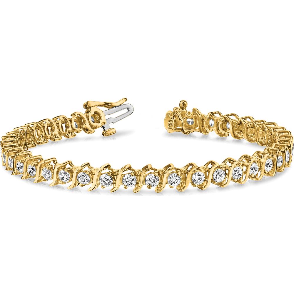 14K Yellow Gold Tennis Bracelet with 35 Round Diamonds - 5.95 Carat To ...