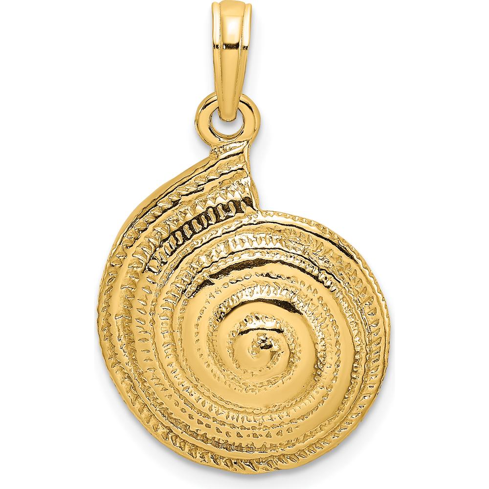 14K Yellow Gold Textured Troca Shell Pendant Charm by Oro Pregiato ...