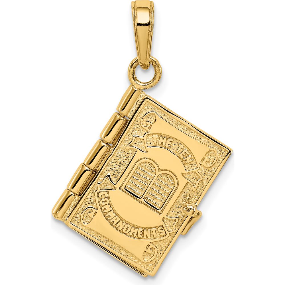 14K Yellow Gold The Ten Commandments Book Pendant with Moveable Pages ...