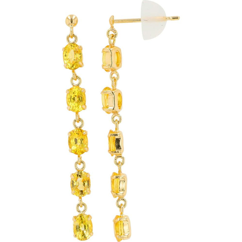 18K Yellow Gold 2.34 Carat Total Yellow Sapphire Dangle Earrings ...