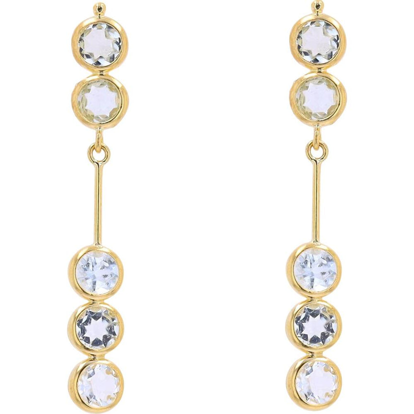 18K Yellow Gold Drop Earrings with Bezel Set Aquamarine - 1.40 Carat T ...