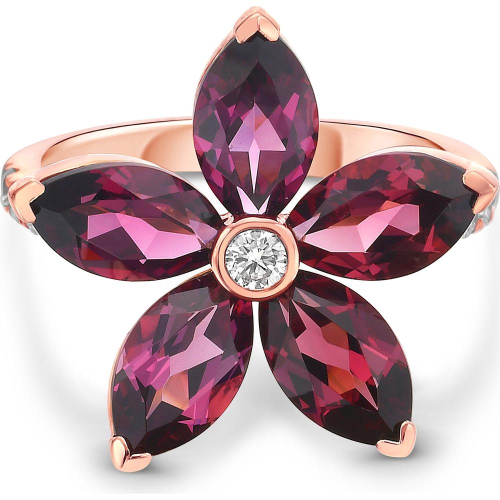Charles Krypell - Diamond and Garnet Marquis Shape Garnet Ring in 18K ...
