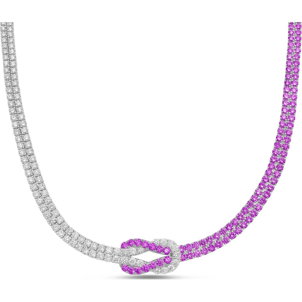 Charles Krypell - Diamond and Pink Sapphire Hercules Knot Necklace in ...