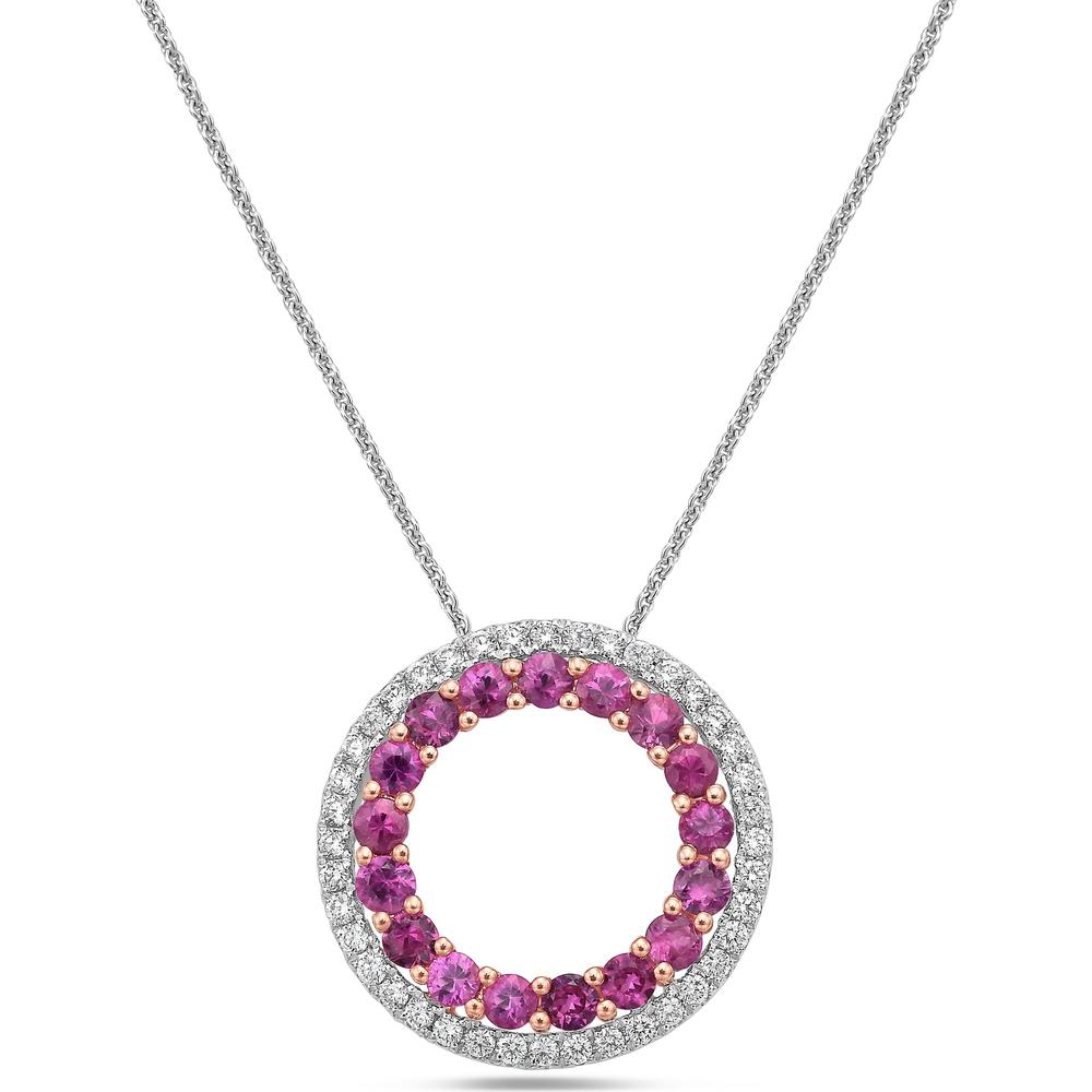 Charles Krypell - Diamond and Ruby Circle Of Life Pendant in 18K White ...