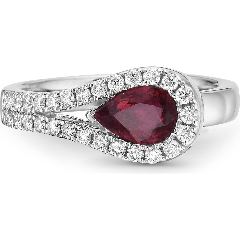 Charles Krypell - Diamond and Ruby Lasso Ring in 18K White Gold ...