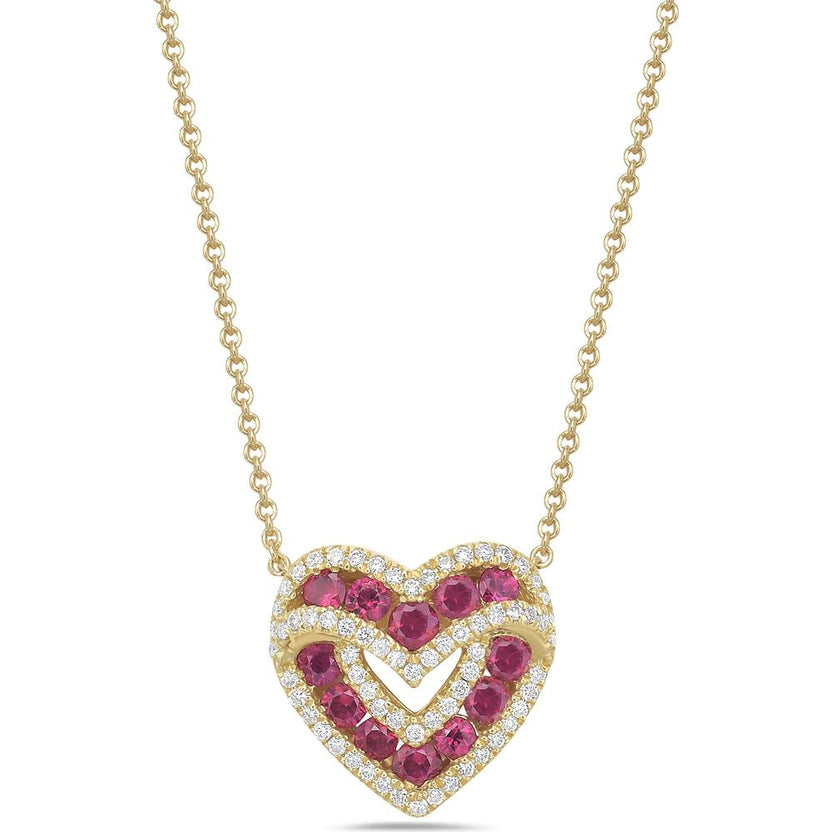 Charles Krypell - Diamond and Ruby Signature Sweetheart Pendant in 18K ...