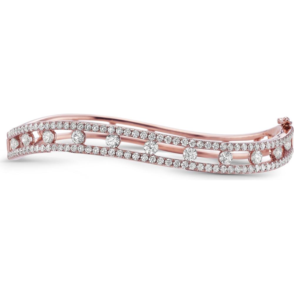 Charles Krypell - Curved Floating Diamond Bangle Bracelet in 18K Rose ...