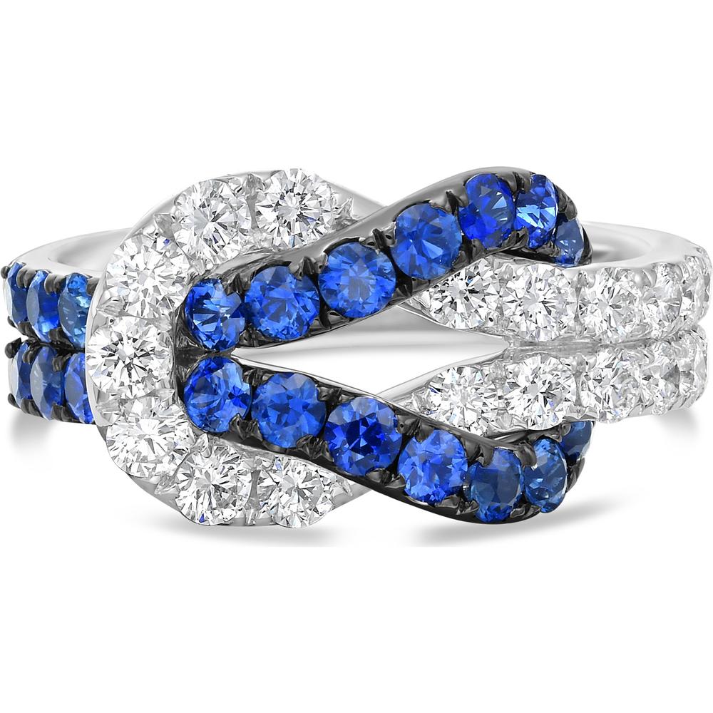 Charles Krypell - Diamond and Blue Sapphire Hercules Knot Ring in 18K ...