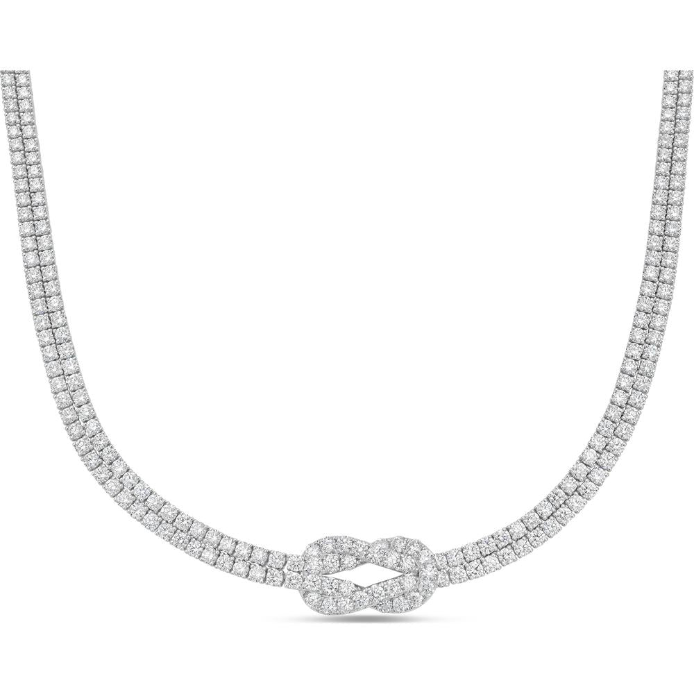 Charles Krypell - Diamond Hercules Knot Necklace in 18K White Gold ...