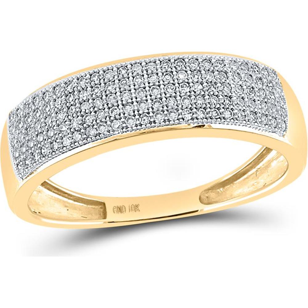 GND 10K Yellow Gold Wedding Band Ring with Pave-Set Round Diamonds - 1 ...