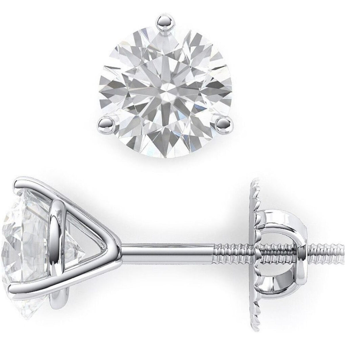 Ninacci 14K White Gold Screw Back Stud Earrings with 3.51 Carats USA C ...