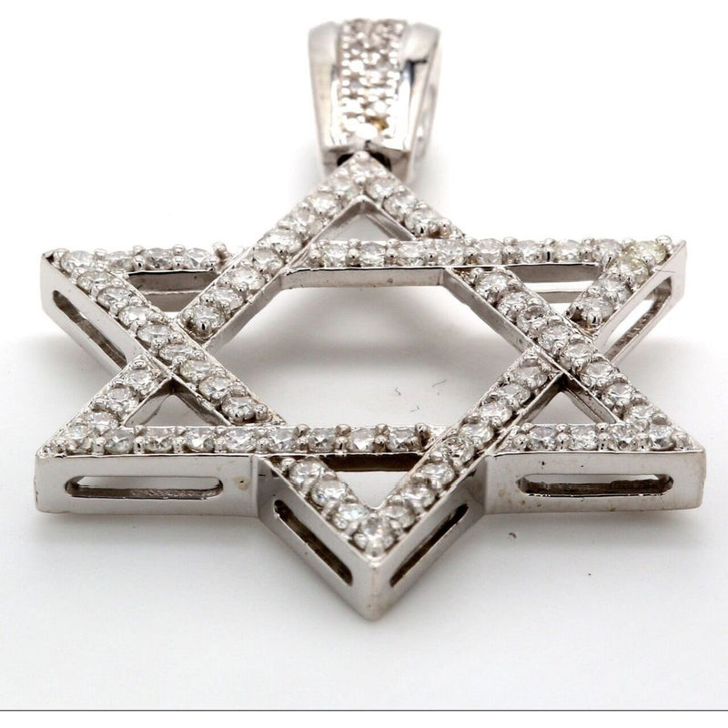 Ninacci 14K White Gold Star of David Pendant with Pave-Set Diamonds ...