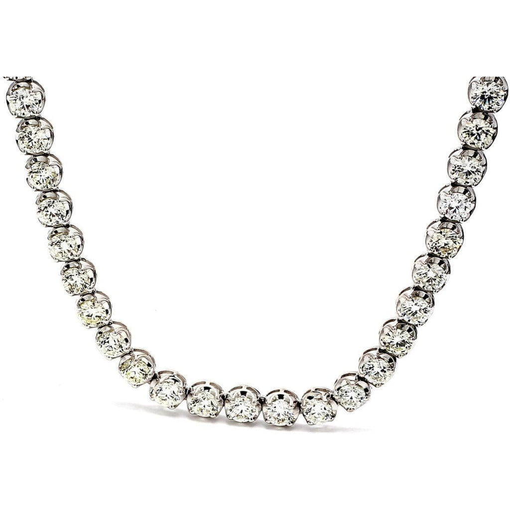 Ninacci 18K White Gold 23.62 Carats Diamond Crown Head Tennis Necklace ...