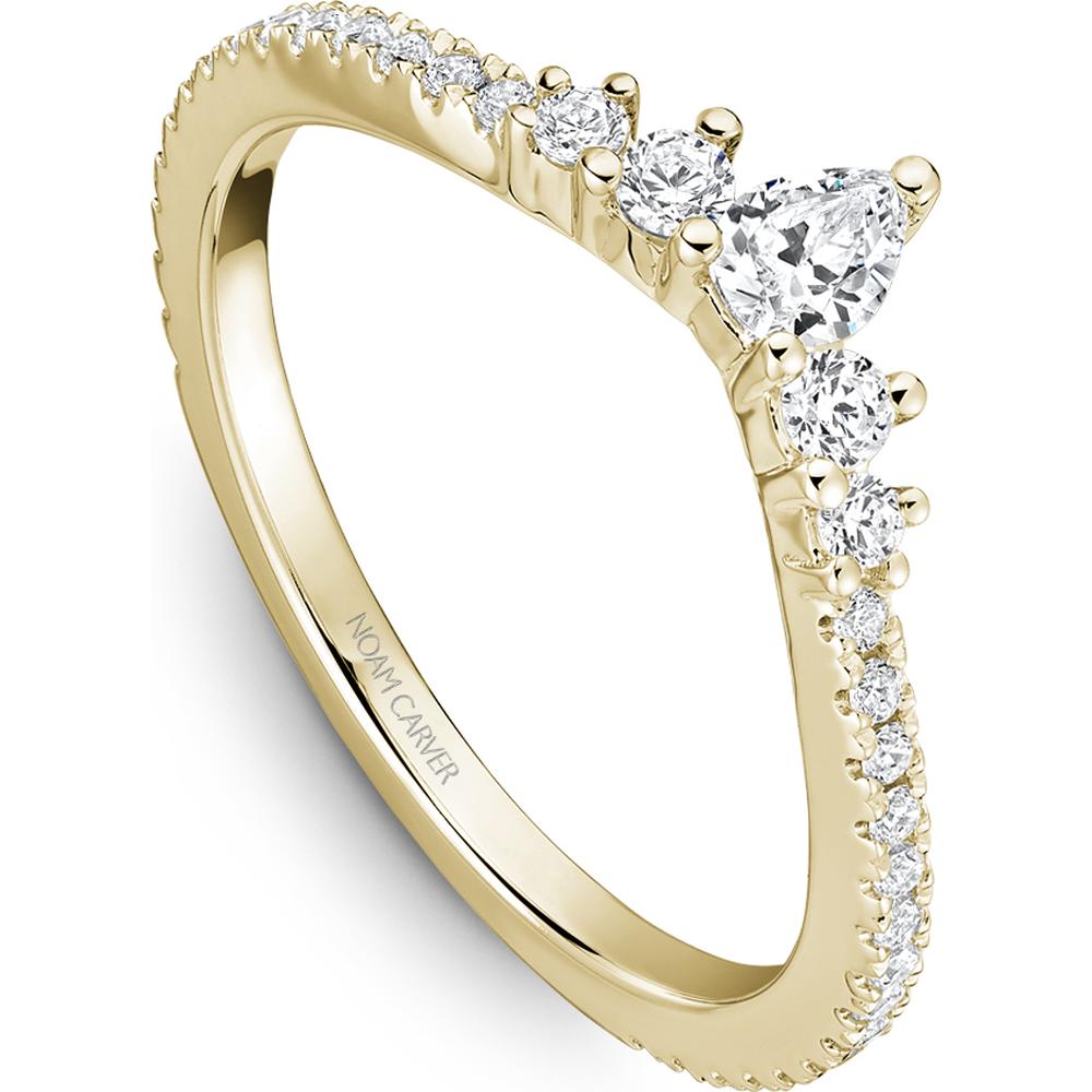 Noam Carver 14K Yellow Gold Stackable Wedding Band with Pear Cut and R ...