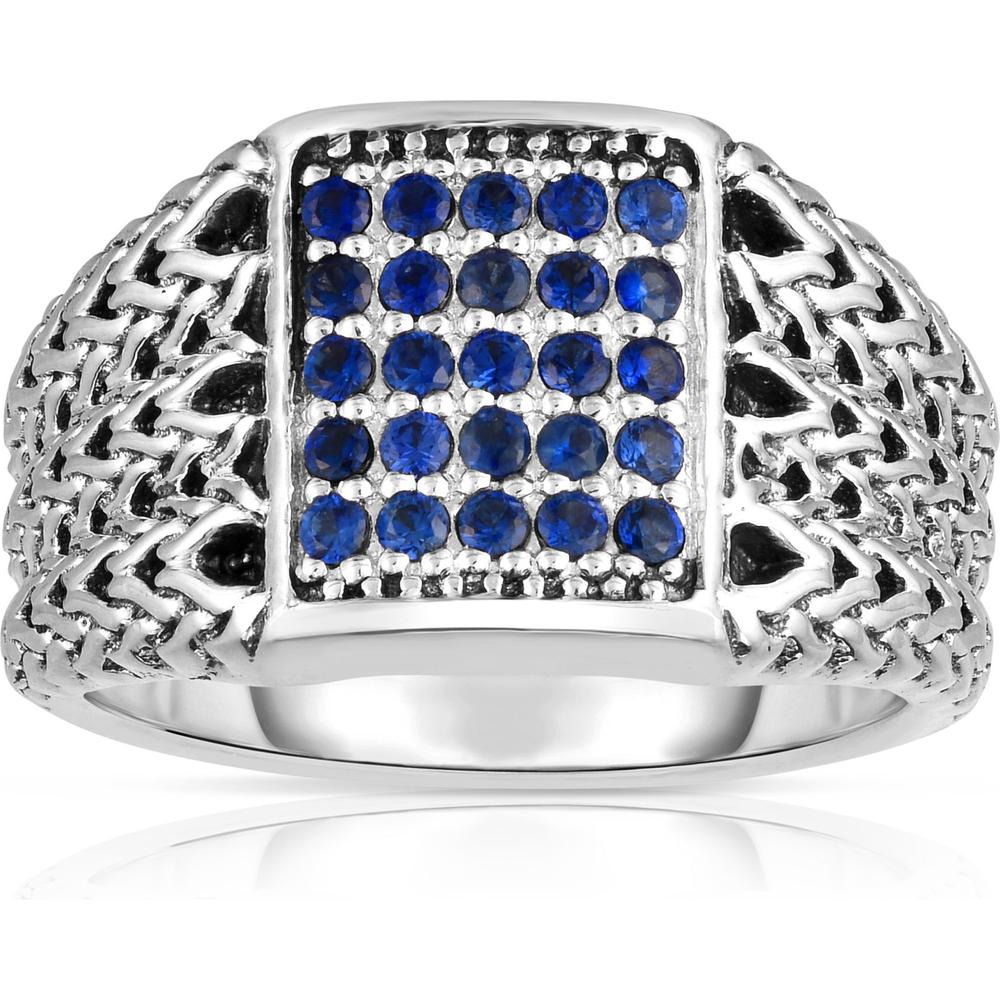 Phillip Gavriel Sterling Silver Men's Ring with Woven Design and 0.575 ...