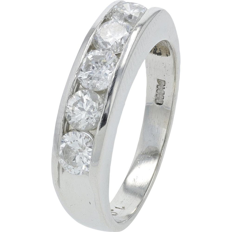 Platinum 1.064 Carat Diamond Five Stone Band - 5 Round Diamonds Total ...