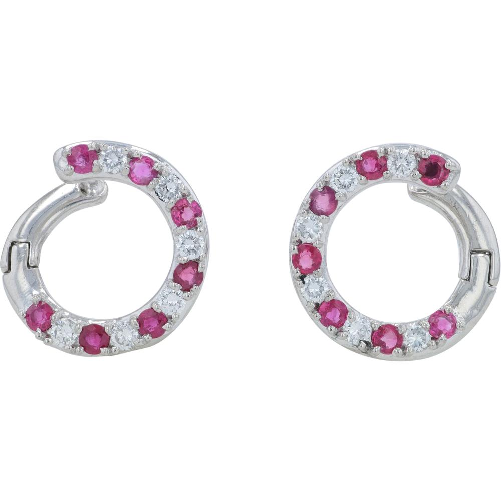 Platinum 1.45 Carat Ruby & 0.73 Carat Diamond Front To Back Hoops ...