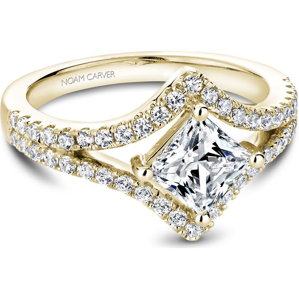 Princess Cut Diamond Engagement Ring with Diagonal Setting and Pavé Sp ...