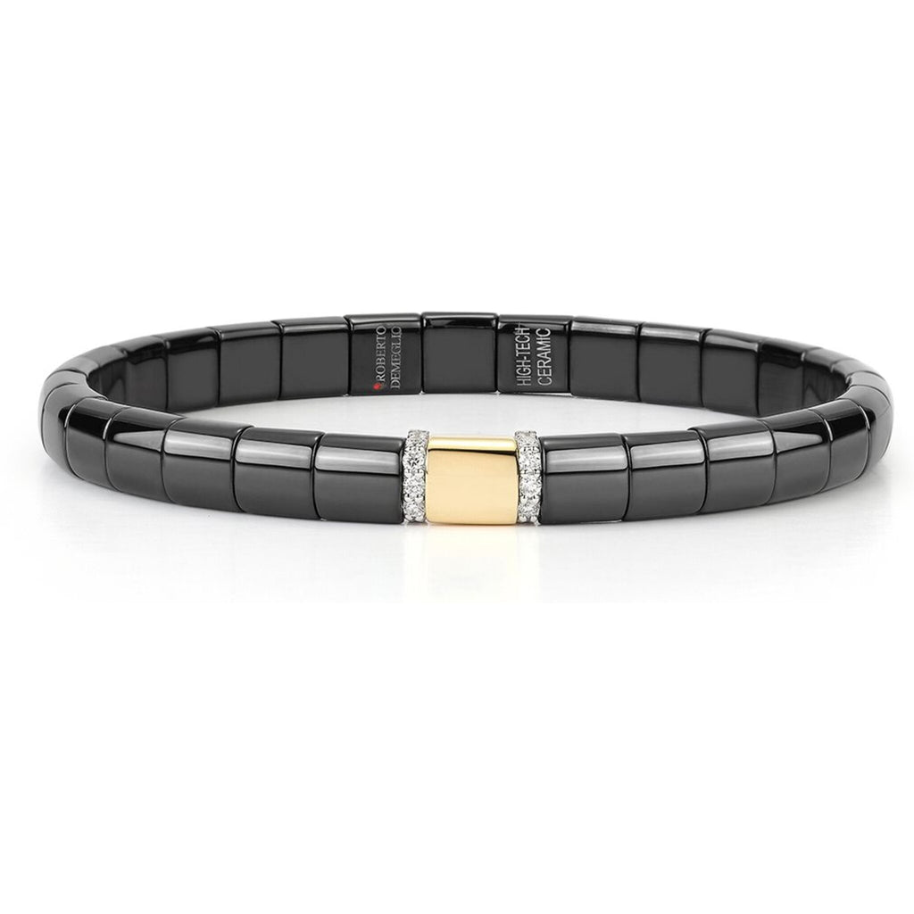 Roberto Demeglio - Black Ceramic Bracelet With One 18K Yellow Gold Lin ...