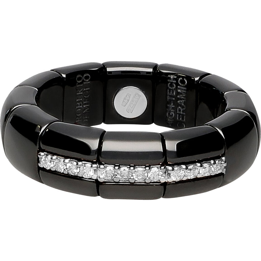 Roberto Demeglio - Black Ceramic Ring With 3 Diamond Sections in 18K W ...