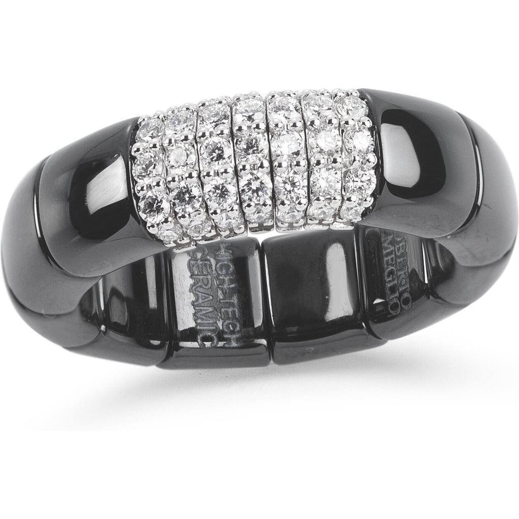 Roberto Demeglio - Black Ceramic Ring With Diamond Section in 18K Whit ...