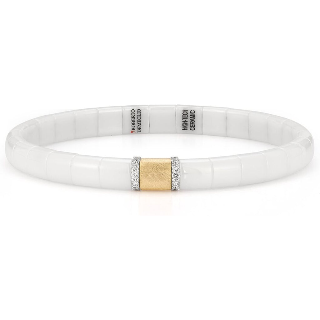 Roberto Demeglio - White Ceramic Bracelet With One 18K Matte Yellow Go ...