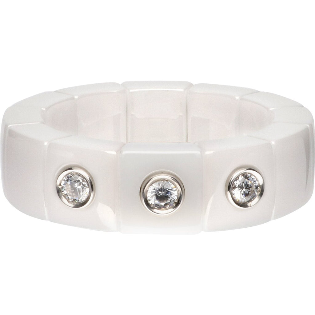 Roberto Demeglio - White Ceramic Ring With 3 Bezel Diamonds in 18K Whi ...