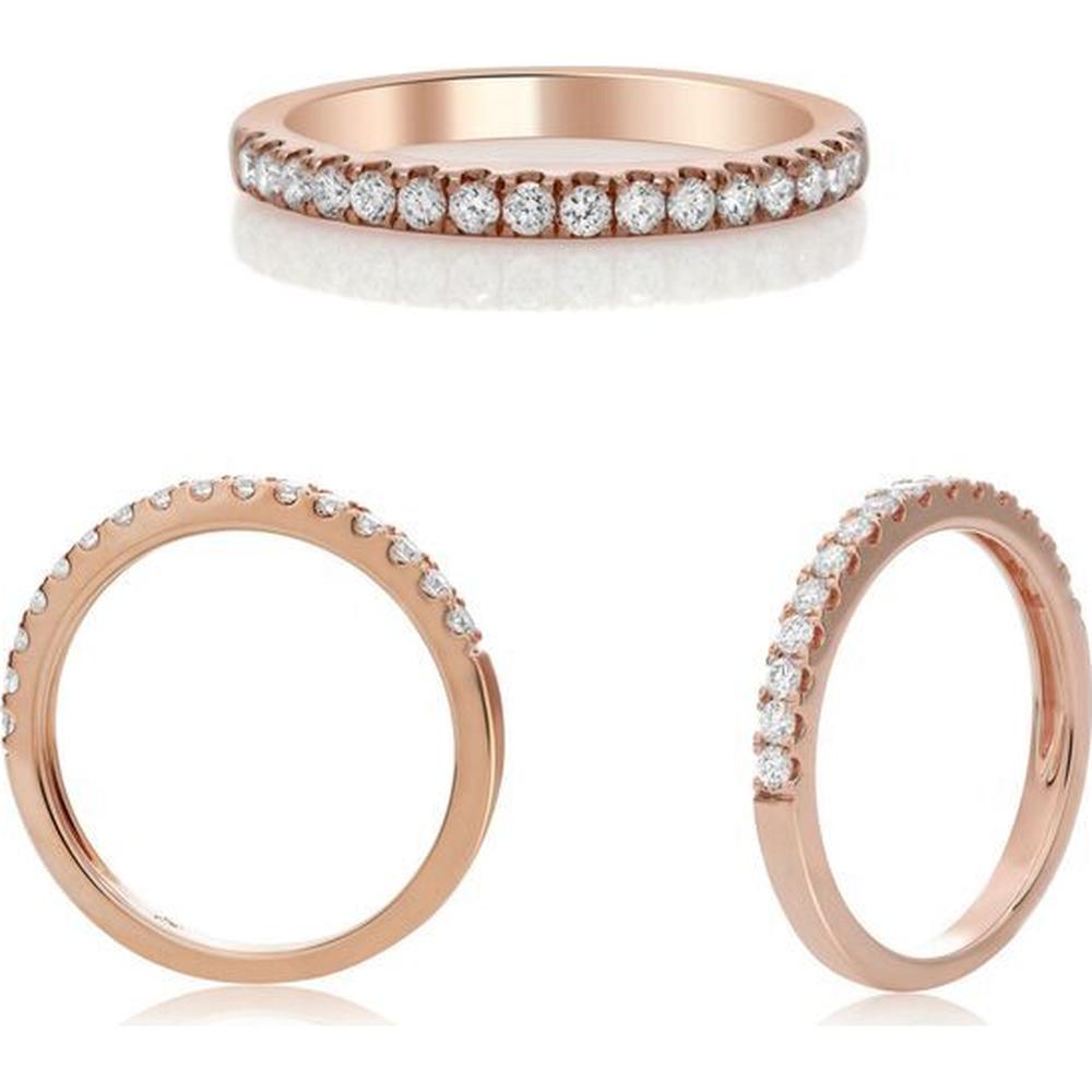 Roman & Jules - 14K Rose Gold Diamond Band with Round Brilliant Cut Di ...