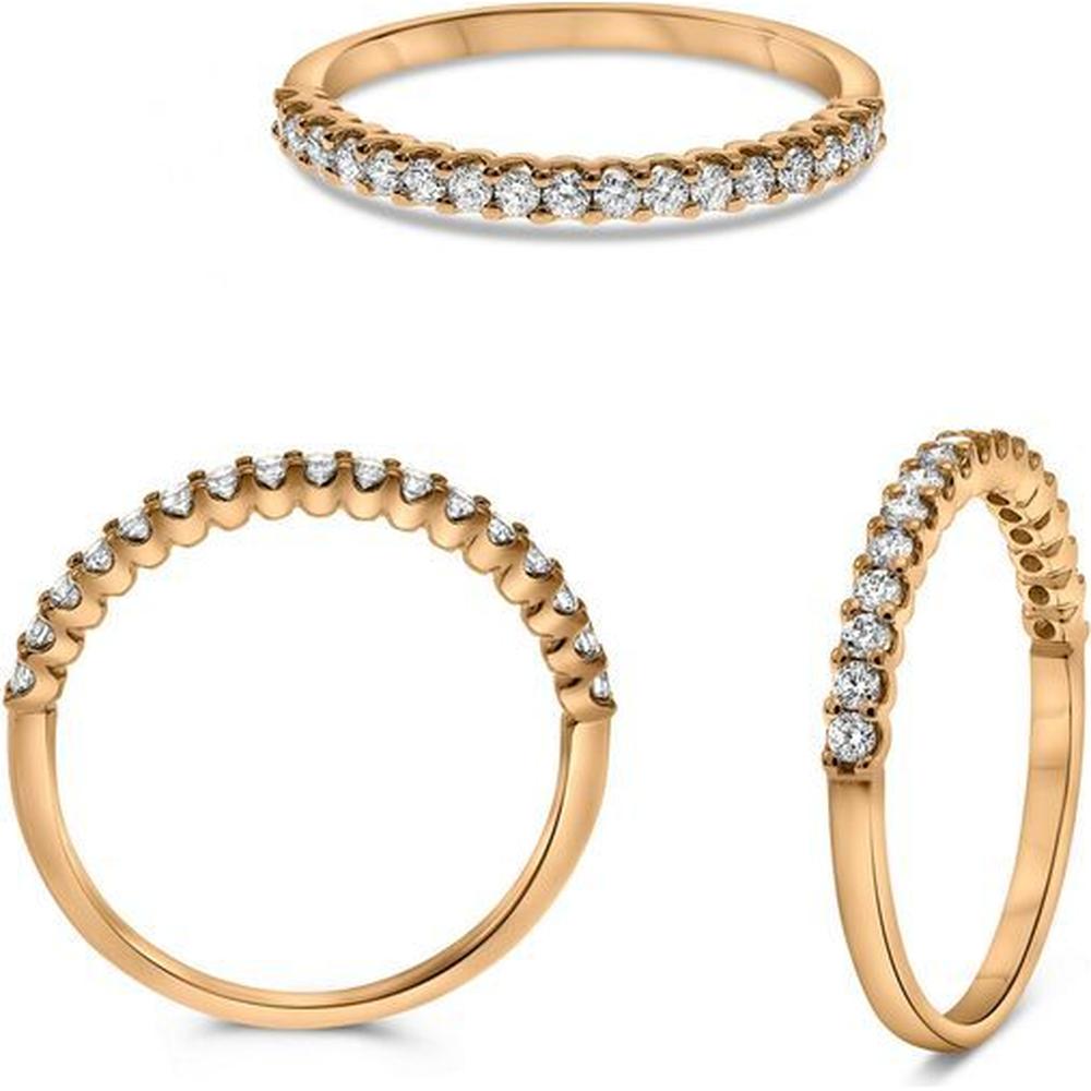 Roman & Jules - 14K Rose Gold Round Diamond Band with Shared Prong Set ...