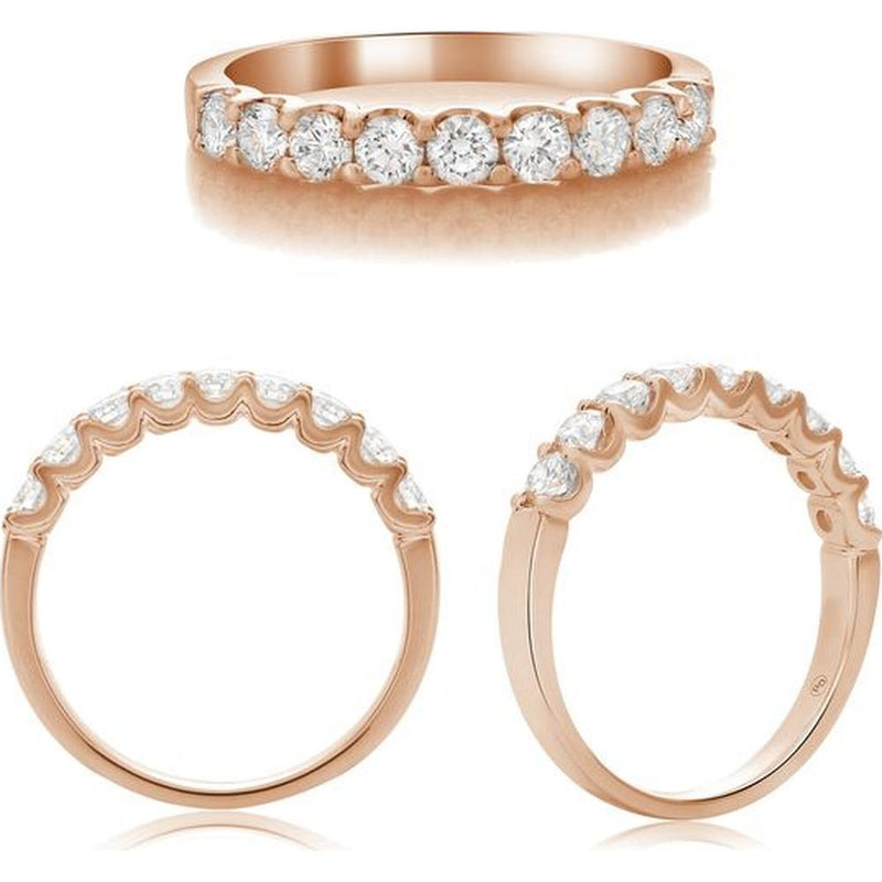 Roman & Jules - 14K Rose Gold Round Diamond Band with Shared U-Shape S ...