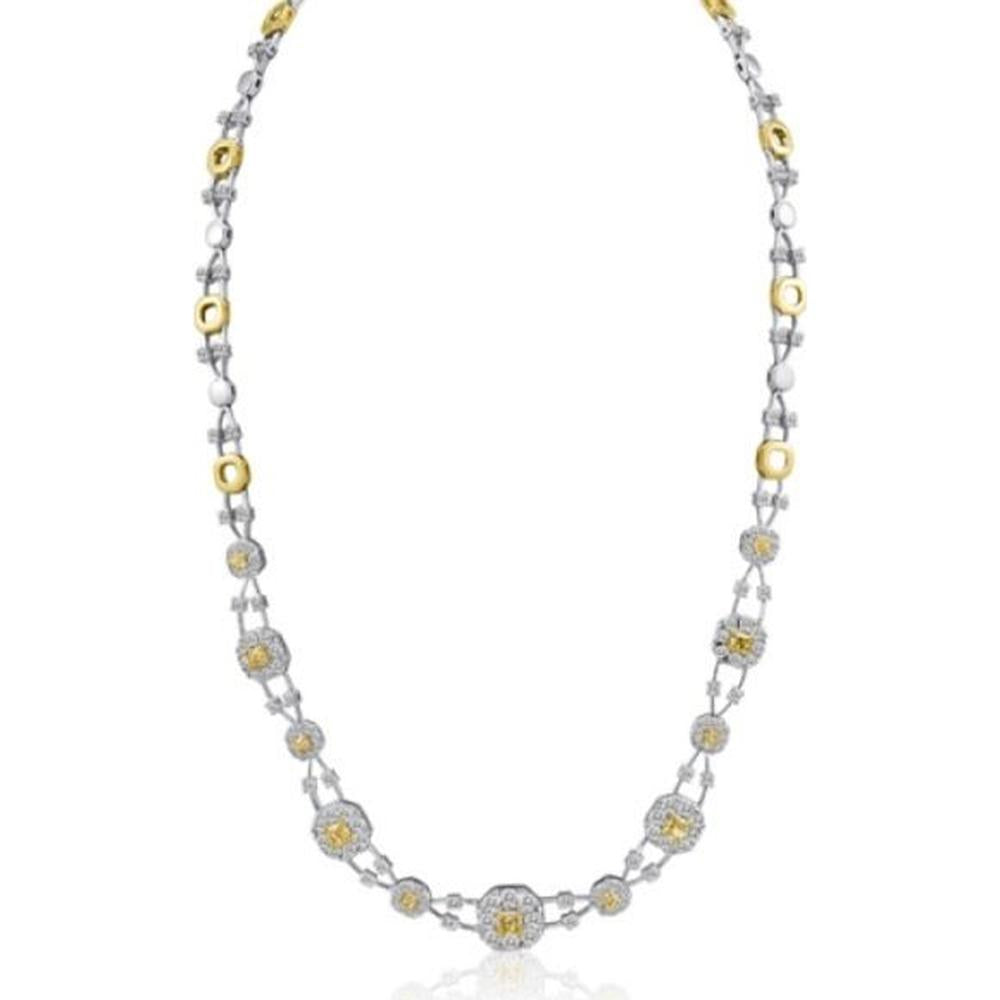 Roman & Jules - 14K White and Yellow Gold Radiant Fancy Yellow Diamond ...