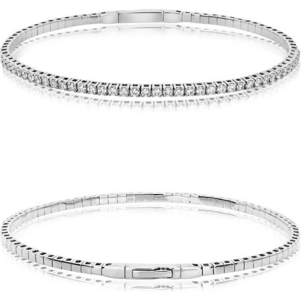 Roman & Jules - 14K White Gold Diamond Bangle with Round Diamonds - 1 ...