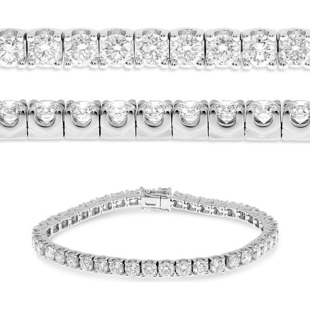 Roman & Jules - 14K White Gold Tennis Bracelet with 8.00 Carat Round D ...