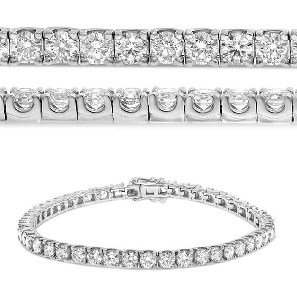 Roman & Jules - 14K White Gold Tennis Bracelet with Prong Set Round Di ...