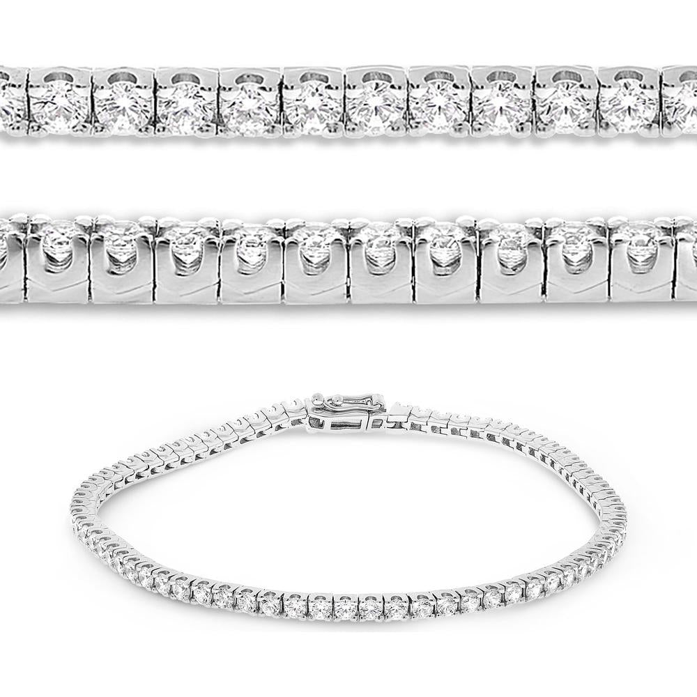 Roman & Jules - 14K White Gold Tennis Bracelet with Round Diamonds - 2 ...