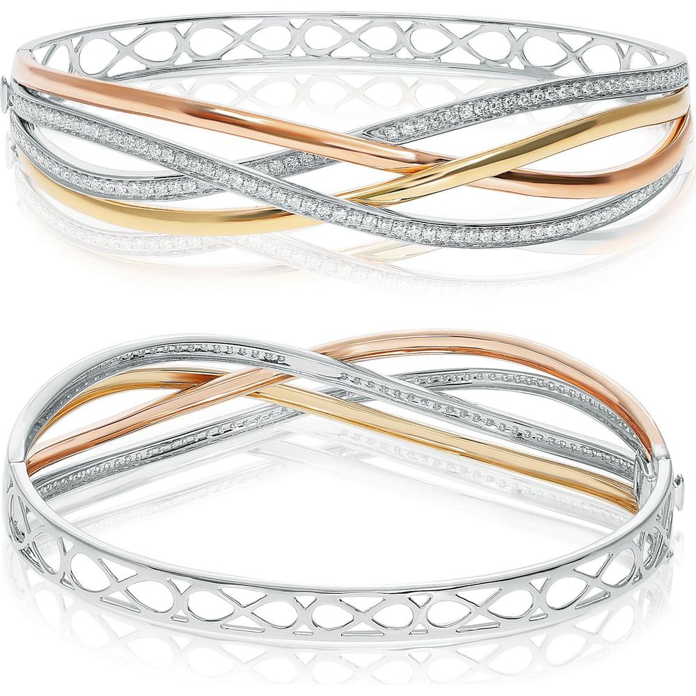 Roman & Jules - 14K White, Yellow, and Rose Gold Tri-Colored Overlappi ...