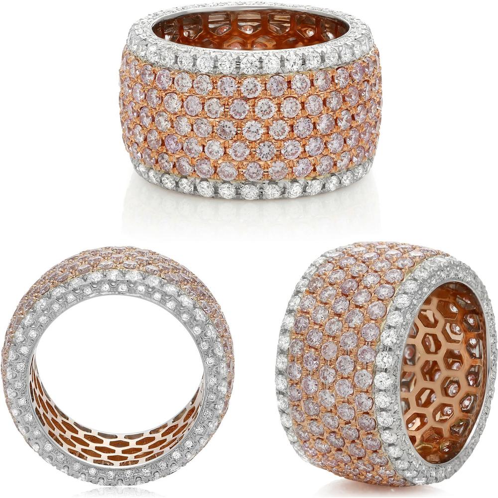Roman & Jules - 18K White and Rose Gold Eternity Band with Round Pink ...