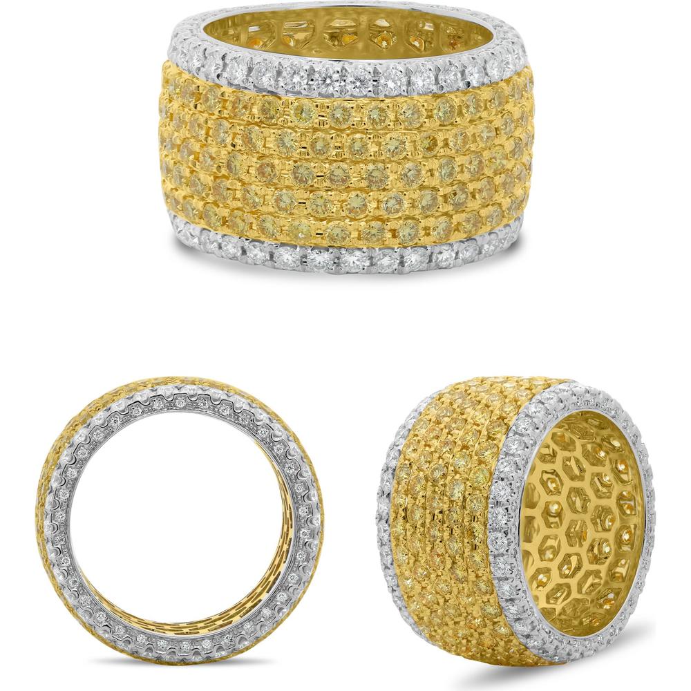 Roman & Jules - 18K White and Yellow Gold Eternity Band with Round Fan ...