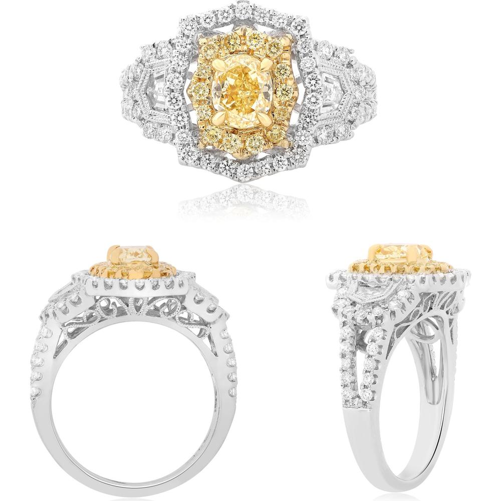 Roman & Jules - 18K White and Yellow Gold Mixed Cut Yellow Diamond Rin ...