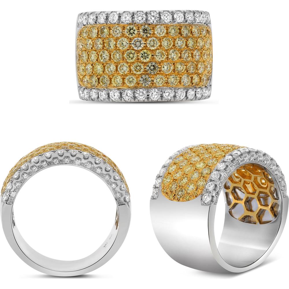 Roman & Jules - 18K White and Yellow Gold Seven Row Diamond Band with ...