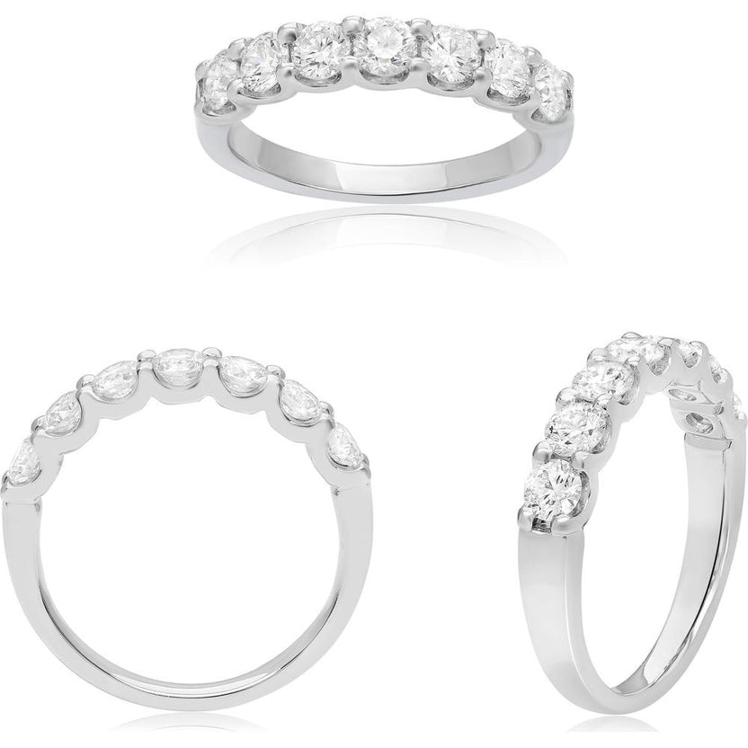 Roman & Jules - 18K White Gold Diamond Band with Shared Prong Setting ...